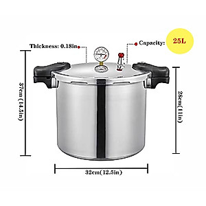 25quart pressure canner cooker and cooker with cooking rack canning pressure cooker with gauge Explosion proof safety valve Extra-large size great for big canning jobs,Induction cooker can sense
