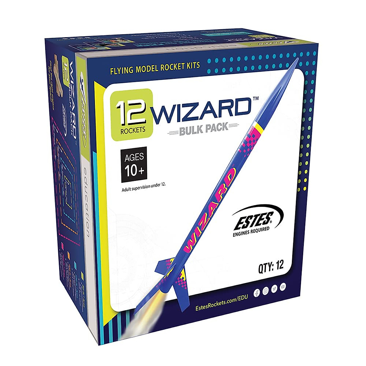 Estes - 1754 Wizard Flying Model Rocket Bulk Pack (Pack of 12) | Intermediate Rocket Kit | Step-by-Step Instructions | Science Education Kits | Great for Teachers, Youth Group Leaders and Birthdays