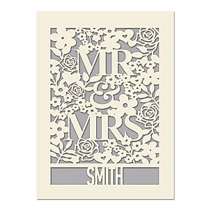 EDSG Wedding Card Personalized Wedding Card Custom Wedding Anniversary Card Wedding Greeting Card Laser Cut Congratulations Cards for Bride New Couples Groom with Envelope (Gray)