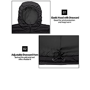 Little Donkey Andy Men's Waterproof Hooded Puffer Jacket Windproof Warm Winter Coat with Recycled Insulation Black XXL