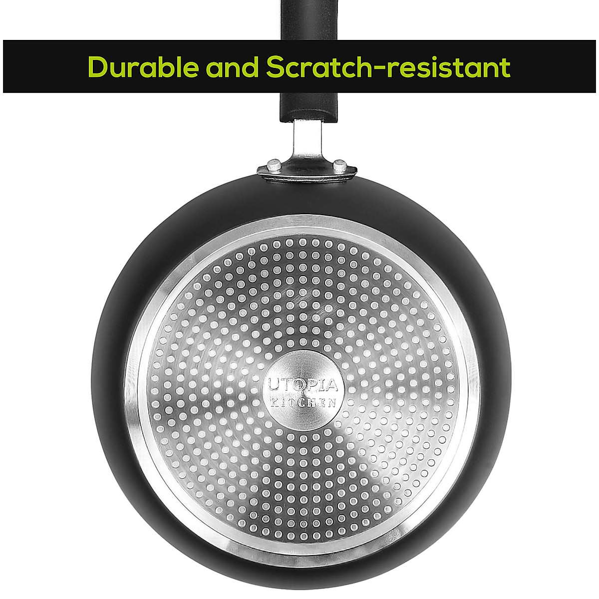 Utopia Kitchen Saute Fry Pan - Nonstick Frying Pan - 8 Inch Induction Bottom - Aluminum Alloy and Scratch Resistant Body - Riveted Handle (Grey)