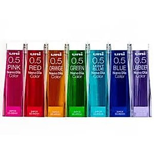 Uni NanoDia Color Mechanical Pencil Leads 0.5mm 7 Color Set, 7 Pack/total 140 Leads