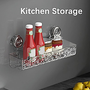 IZIVE 2024 Suction Shower Caddy Light Luxury Style Glacier Pattern Suction Cup Shelf Shower Basket Wall Mounted Drill-Free Removable Multifunctional Bathroom Caddy Shower Organizer (deep+small)