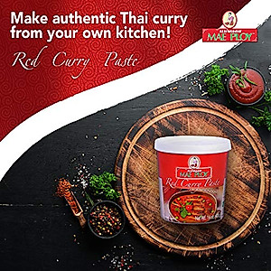 Mae Ploy Red Curry Paste, Authentic Thai Red Curry Paste For Thai Curries And Other Dishes, Aromatic Blend Of Herbs, Spices And Shrimp Paste, No MSG, Preservatives Or Artificial Coloring (14oz Tub)