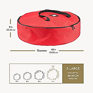 Zober Extra Large Premium Christmas Wreath Storage Bag 48” - Dual Zippered Storage Container & Durable Handles, Protect Artificial Wreaths - Holiday Xmas Bag Made of Tear Proof 600D Oxford