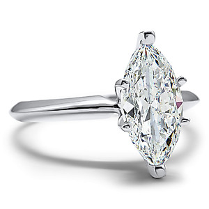 Eternal Jewelry 14K White Gold CZ Cubic Zirconia Marquise 2 Carat solitaire Engagement Ring 6 Prong (4.75)