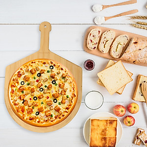 YOUYIXUN Pizza Peel 12 inch,Double Sided Wooden Pizza Paddle Spatula Oven Accessory,Bamboo Pizza Board with handle,Wood Cutting Board for Cheese Bread Fruit Vegetables