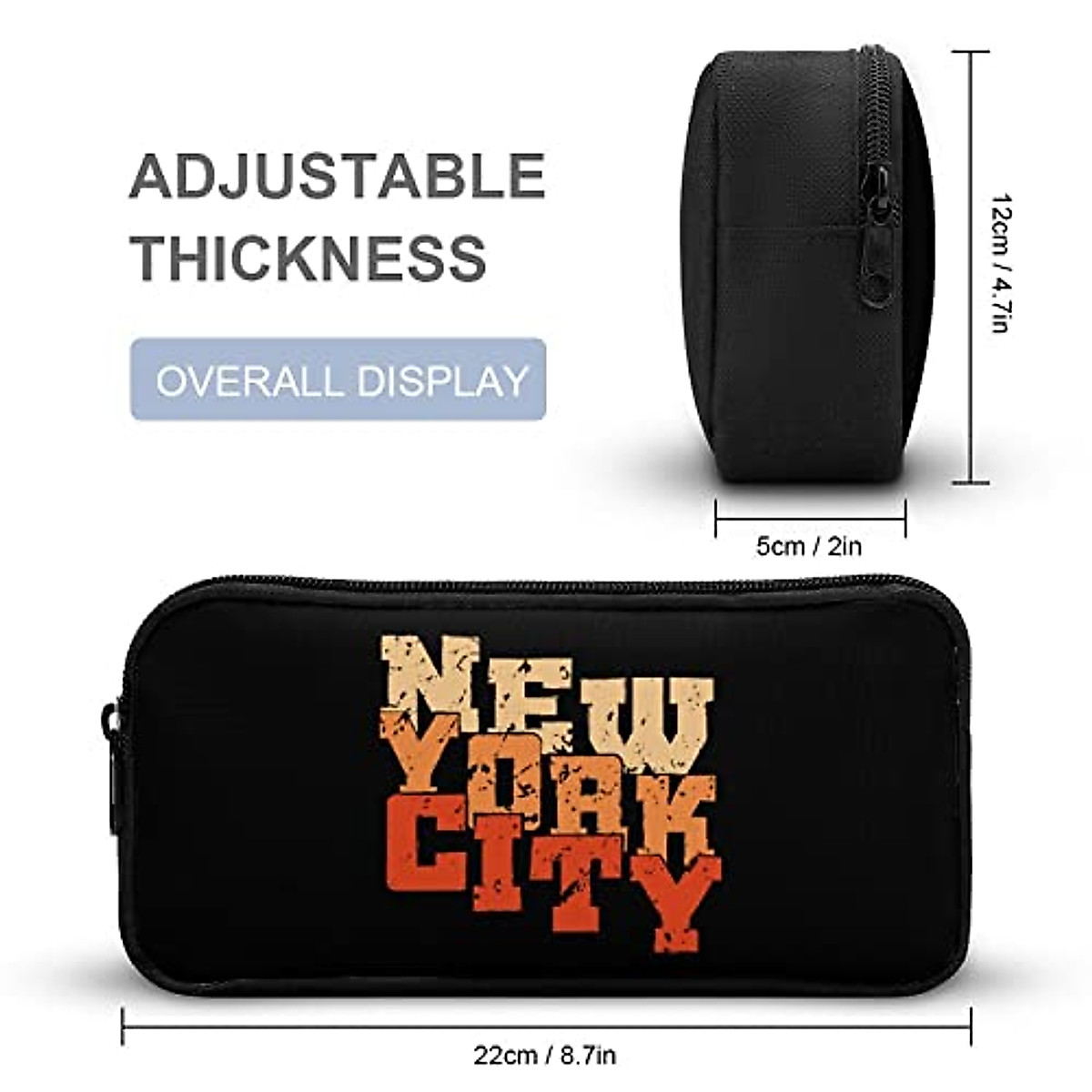 Retro New York City Teen Adult Pencil Case Large Capacity Pen Pencil Bag Durable Storage Pouch