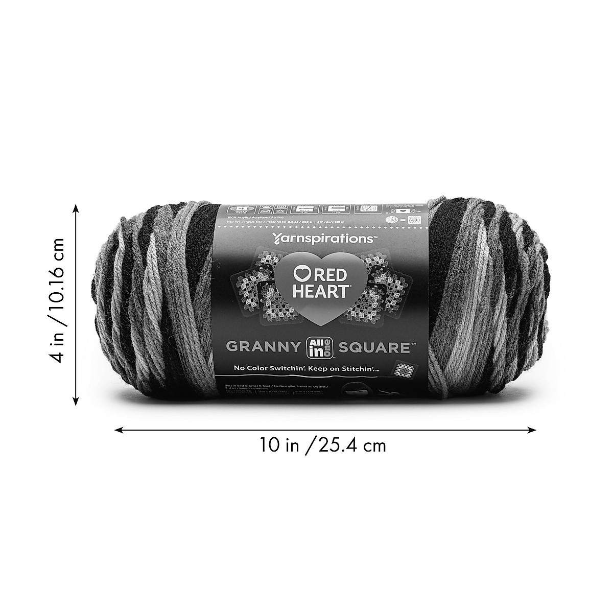 Red Heart All in One Granny Square Aran - Lily PAD Yarn - 3 Pack of 250g/8.8oz - 100% Acrylic - #4 Worsted (Medium) - 381m/417Yards - for Knitting, Crochet and Amigurumi