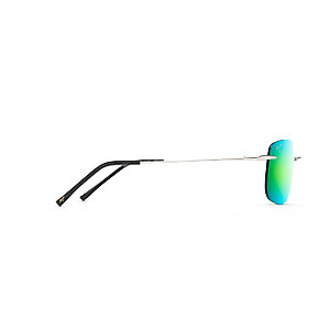 Maui Jim Men's and Women's Ohai Polarized Rimless Sunglasses, Matte Silver/MAUIGreen®, Large