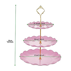 3 Pcs 3-Tier Cupcake Stand Fruit Plate Cakes Stand Tower for Halloween Wedding Home Birthday Tea Party Serving Platter (B-Round)