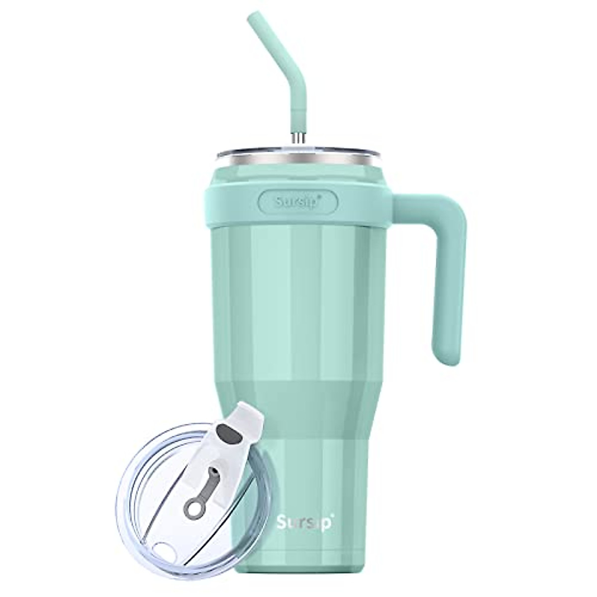 Sursip 50 oz Mug Tumbler,Stainless Steel Tumbler Mug with Non-Removable Handle–Keeps Drinks Cold up to 24 Hours–Sweat Proof, Dishwasher Safe,BPA Free-Mild Mint