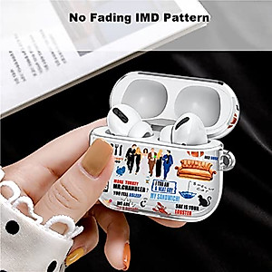 OOROYUME Cute AirPods Pro Case Cover Clear with Keychain, for Women Girls Boys Men Protective Case for Apple AirPods Pro Wireless Charging Case, Friends