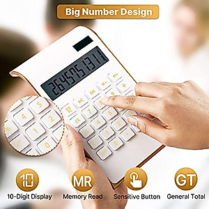 2 Pieces Office Home Calculator Slim Calculator Cute Calculator Solar Power Calculator Desk Calculator Tilted LCD Display for Business Office School Supplies, 10 Digits