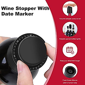 SCHACHUP Electric Wine Bottle Opener,Automatic Wine Opener Set,Wine Corkscrew with Wine Vacuum stopper, Wine Aerator Pourer and Foil Cutter Set for Home Kitchen Party Bar Wedding, gift in Black