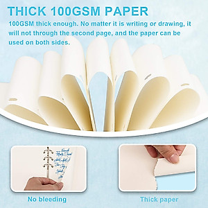 Kincown A5 Paper, 6 Ring Loose Leaf Paper, 180 Sheets (360 Pages) Thick A5 Refill Paper, 6 Hole A5 Printer Paper Refills Inserts for Binder Planner Journal Notebook - Blank