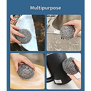 6Pcs Scourer Steel Wool Scrubber - Steel Wool for Cleaning Dish Pots Pans Grills Stainless Steel Scrubber for Kitchen Sinks Cleaning Steel Wool Pads Metal Scrubber
