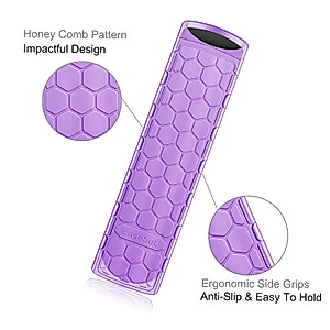 CaseBot Silicone Case for Amazon Insignia Smart HD Fire TV Voice Remote (2019) - Honey Comb Series [Anti Slip] Shockproof Cover Compatible with Element Smart Fire TV Voice Remote, Purple-Glow