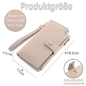 TAN.TOMI Wallet for Women RFID Blocking Vegan Leather Card Holder Phone Checkbook Organizer Zipper Coin Purse（Pink）