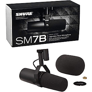 Shure SM7B Vocal Microphone with Cloud Microphones Cloudlifter CL-1 Mic Activator and Extra 10' XLR Cable Bundle