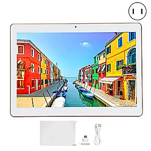 Gaming Tablet 100-240V 5M PX Rear Camera 1280x800 Resolution ROM 64GB HD Tablet Champagne 10.1 Inch IPS LCD for Video for 9.0 for Gaming (US Plug)