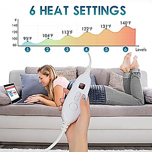 DAILYLIFE Heating Pad 20"x24" for Pain Relief, Microplush Electric Heating Pads with 6 Heat Settings, Fast-Heating Technology, Auto Shut Off, Great for Back, Neck, and Cramps, Deep Blue