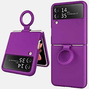 Meifei for Samsung z3 flip case,case for Galaxy z flip 3 case Silicone Dual Layer Hard Pc Soft Silicone Rubber Slim Fit Protective Phone Case for Z Flip 3 5G, Purple