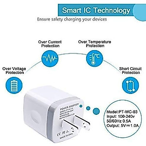 iPhone Charging Block, Charger Cube 4Pack/5W One-USB Charger Block Adapter Brick Box in Wall Plug Cube Head Outlet for iPhone 11 X SE,Samsung Glaxy A53 A13 A01 A12 A54 A20 S22 S21 S20 A71 Moto, LG