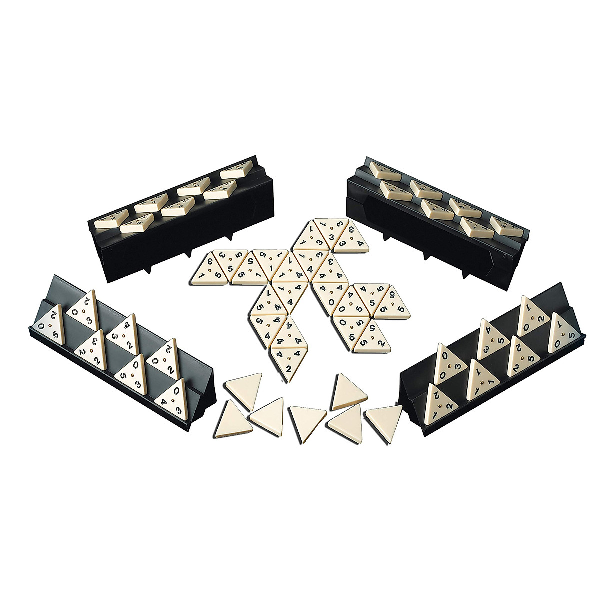Pressman Tri-Ominos - Deluxe Edition Triangular Tiles with Brass Spinners, 5"