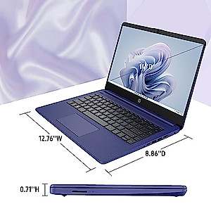 HP 2022 Stream 14" HD BrightView Laptop, Intel Celeron N4000, 4GB RAM, 64GB SSD, Intel HD Graphics, 720p Webcam, 1 Year Office 365, Blue, Win 11 S, 128GB Snowbell USB Card