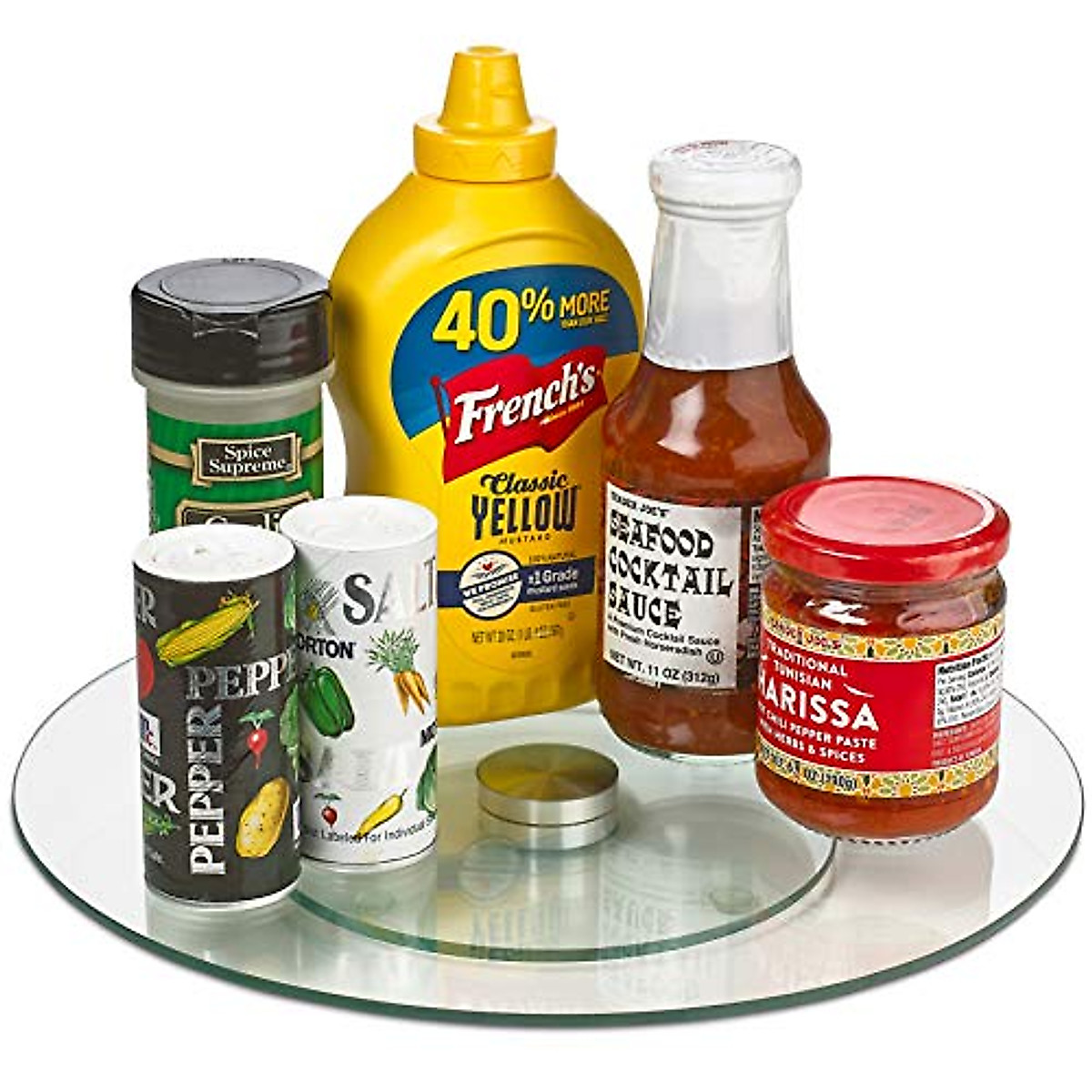 12 Inch Round Lazy Susan Turntable, Tempered Glass Rotating Tray, Serving Plate/Dining Table Top/Spices storage holder (Clear)