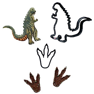 DINOSAUR COOKIE CUTTERS Giant Reptile Godzilla Monster Movie Character And Dinosaur Footprint Cookie Cutters Made in The USA (2 Pack)