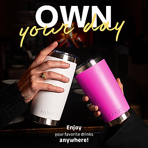 NORDAY | 20oz Pink Vacuum Insulated Travel Cup With Lid - Stainless Steel Double Wall Coffee Tumbler - Keeps Temperature up to 24hr - Anti Spill Lids