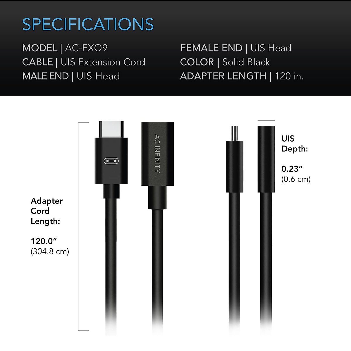 AC Infinity UIS Controller to Device Cable for Controller 69 PRO and PRO+, Male to Male, 10 Foot Connection Extender Cord, Works with CLOUDRAY, CLOUDLINE, IONFRAME, CLOUDFORGE, and More
