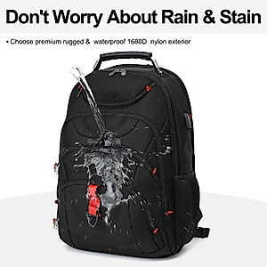 Boavan Laptop Backpack for men, 17.3 inch Laptop Bag with USB Port, Waterproof Travel Work Backpack Purse, Anti-Theft Teacher Nurse Doctor Casual Bookbags Office Business backpack ，Black