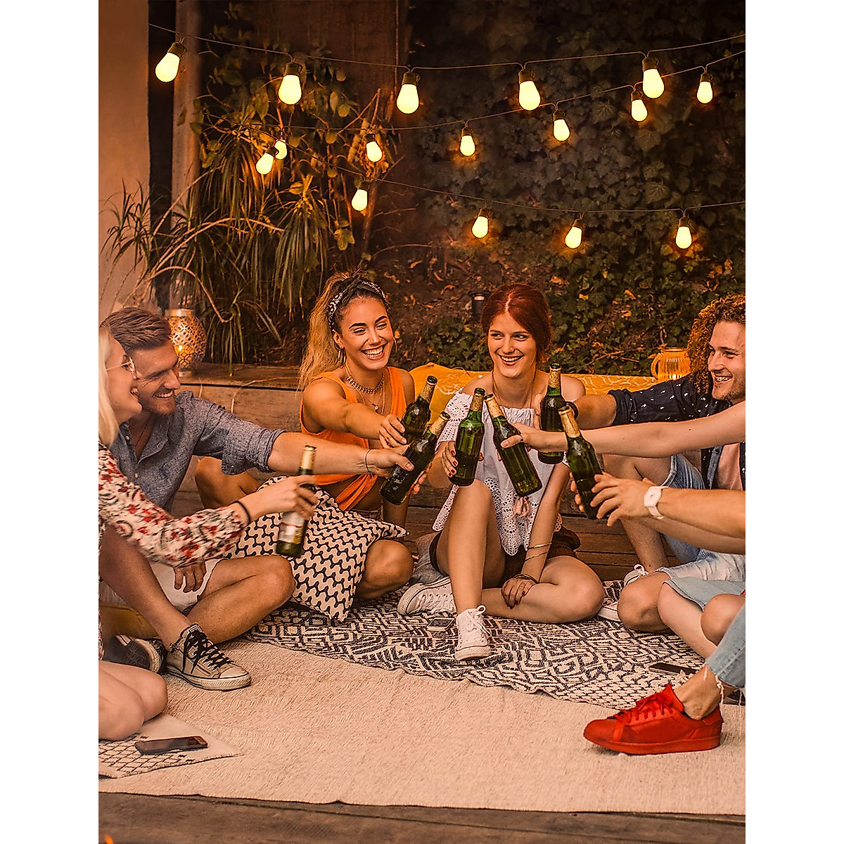 Govee Outdoor String Lights, 48ft WiFi Alexa String Lights with App Control, IP65 Waterproof Outdoor Lights with 15 Dimmable Warm White LED Bulbs for Balcony, Backyard, Party