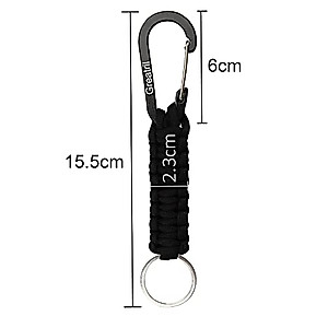 GREATRIL Keychain Carabiner with Key Ring Paracord Key Chain Hanger Heavy Duty Clips for Outdoor Boys/Girls/Men/Women (Black)