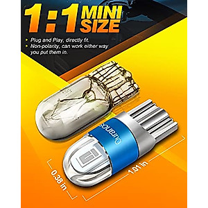 Ouranos 194 LED Bulb Blue No Polarity 168 T10 2825 LED Light Bulb for Car Interior Dome Map Door Courtesy License Plate Lights, Car Interior Atmosphere Blue Light Bulb