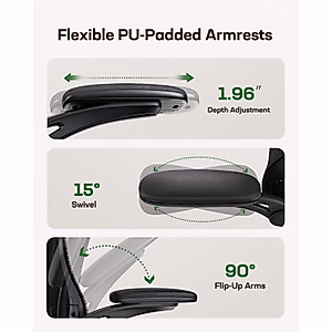 Marsail Ergonomic Office Chair: Office Computer Desk Chair with High Back Mesh and Adjustable Lumbar Support Rolling Work Swivel Task Chairs with Wheel 3D Armrests and Headrest