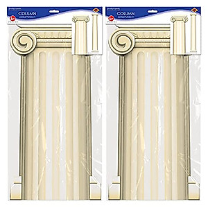 Beistle 2 Piece Jointed Paper International Column Cut Outs Decorations For Around The World Themed Parties – Greek and Roman Sport Events Wall Backdrops, 6', Off-white