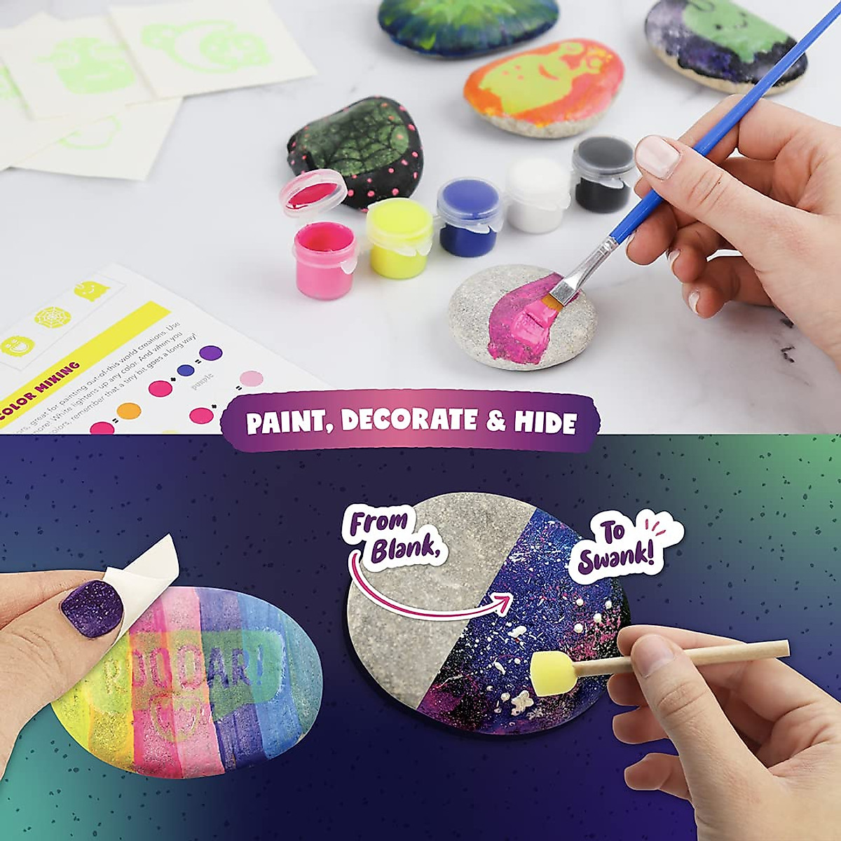 Glow In The Dark Rock Painting Kit for Kids - Arts and Crafts for Girls Boys Ages 6-12 - Art Craft Kits Paint Set - Supplies for Painting Rocks - DIY Gift Ideas, Activities Age 4 6 7 8- 12, 9-12