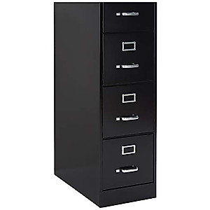 Lorell LLR60191 4-Drawer Vertical File with Lock, 15" x 26-1/2" x 52", Black