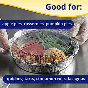 IDL Packaging 9" Round Dome Lid for Aluminum Foil Pan (Pack of 100) - Clear Plastic Lid for 9" Aluminum Container - Disposable Aluminum Pans Cover for Takeout, Serving, Freezing