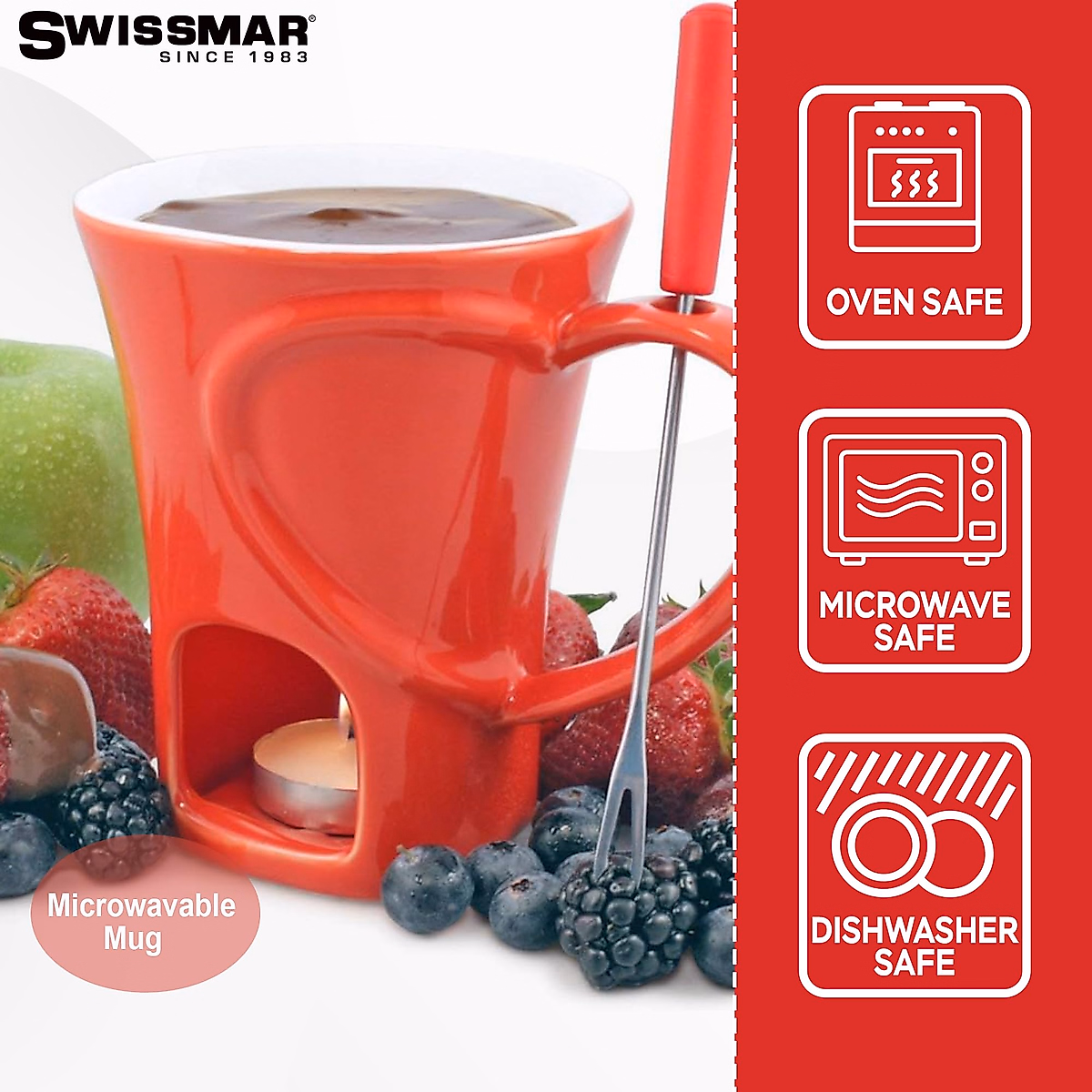 Swissmar F12066 4-Piece Sweetheart Chocolate Fondue Mug Set