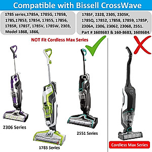 for Bissell CrossWave Pet Pro 2306A CrossWave 1785 Series Replacement Parts 1 Pack 2460+1 Pack 1868 Multi-Surface Pet Pro Cleaner Brush Rolls Tangle-Free+4 Pack 1866 Vacuum Filter Part 1613568 1608684