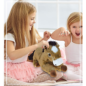 DolliBu Lying Brown Horse Stuffed Animal - Super Soft Plush Horse, Floppy Farm Stuffed Animal, Cute Stuffed Horse Gifts for Girls, Boys, Realistic Horse for Toddler, Kids, and Adults - 10.5 Inches