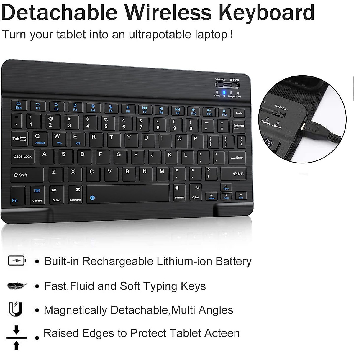 KVAGO iPad Keyboard Case 9.7 inch, Compatible with iPad 6th Generation,iPad 5th Generation, iPad Pro 9.7 inch, iPad Air 2,iPad Air, Protective Folio Cover with Wireless Bluetooth Keyboard -Black