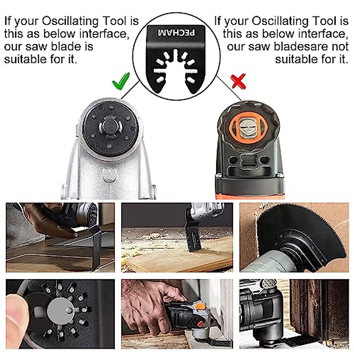 PECHAM 21PCS Universal Wood Metal Oscillating Multitool Quick Release Saw Blades Fit Porter Cable Black & Decker Rockwell Ridgid Ryobi Milwaukee DeWalt Chicago Craftsman