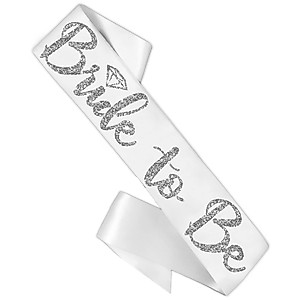 Bride To Be Sash White - Premium BRIDAL GRADE SATIN Silver Sparkle Diamond Bride To Be BRIDAL GRADE Satin Sash - White Sash(SlvDiaB2B)