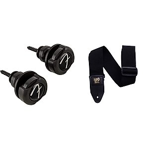 Fender Infinity Locks - Black & Ernie Ball Polypro Guitar Strap, Black (P04037)
